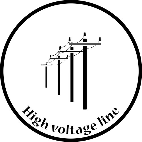 Cartoon high voltage power lines icon in comic Vector Image