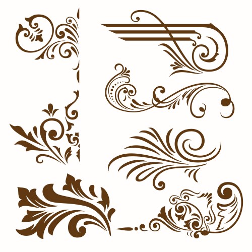 Swash ornamental with leaf collection Royalty Free Vector