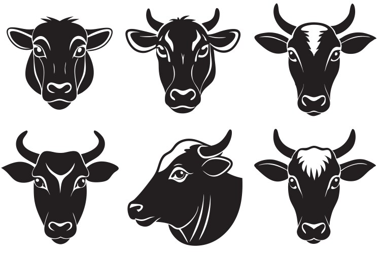 Cow head silhouette Royalty Free Vector Image - VectorStock