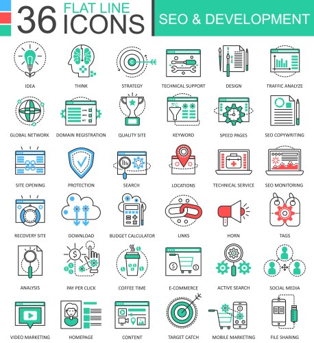 Seo and development ultra modern color Royalty Free Vector