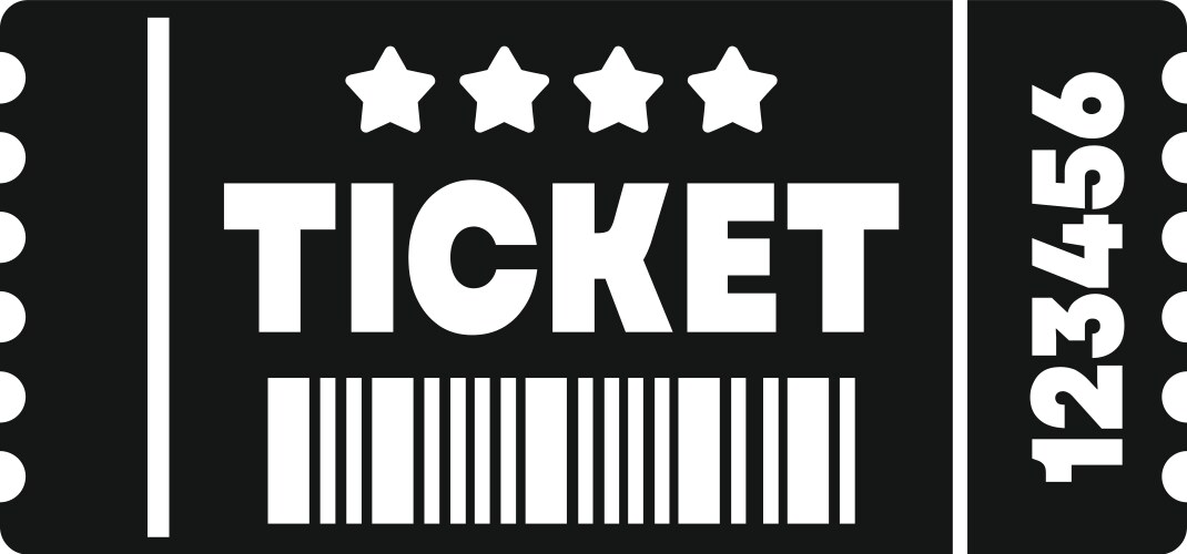Yellow ticket granting access with five stars Vector Image