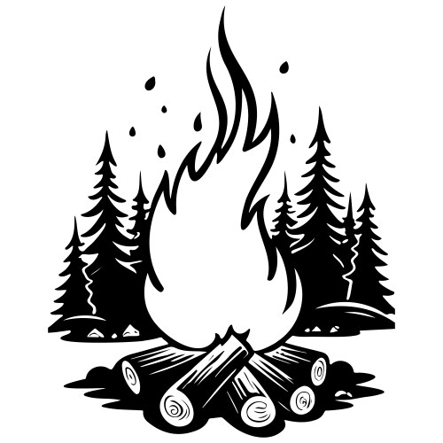 Isolated camp fire on white Royalty Free Vector Image