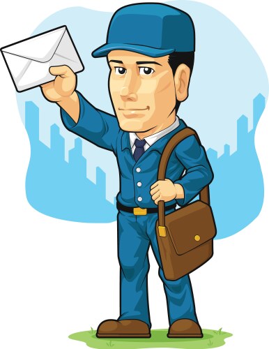 Cute style postman cartoon Royalty Free Vector Image