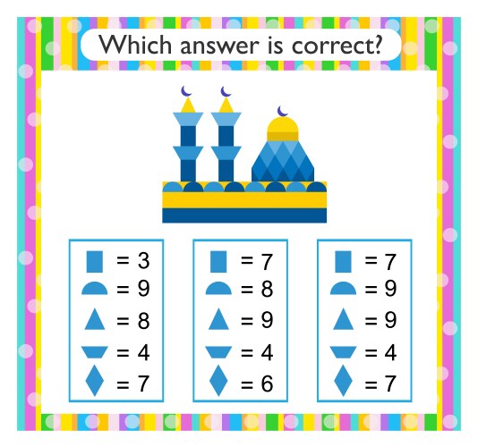 Math activity for kids find the correct answer Vector Image