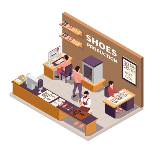 Shoes manufacturing flowchart Royalty Free Vector Image