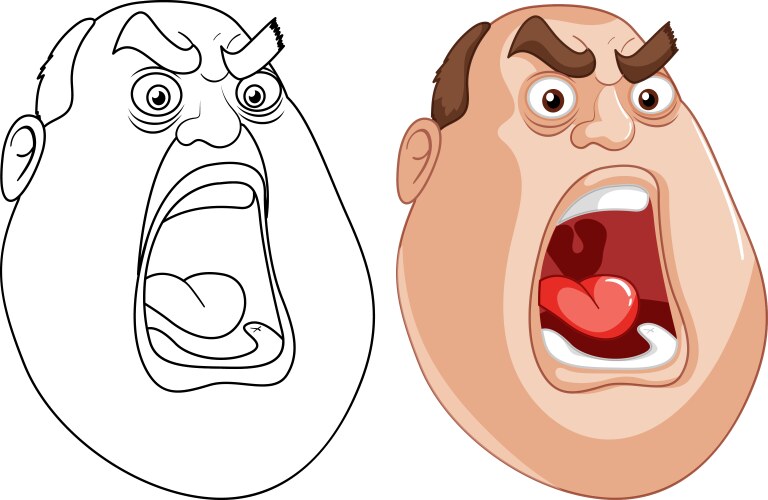 Four cartoon faces showing intense shouting Vector Image