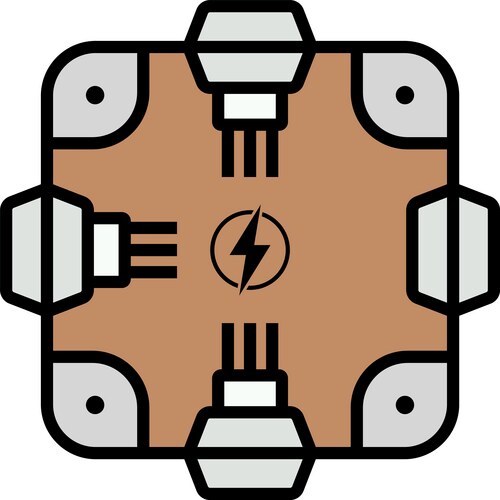 Junction box in line design green Royalty Free Vector Image