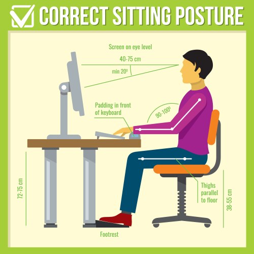 Ergonomics correct sitting posture Royalty Free Vector Image