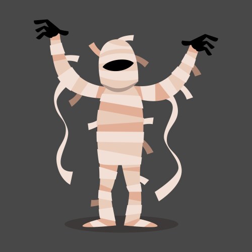 Cartoon spooky mummy rise from the grave horror Vector Image