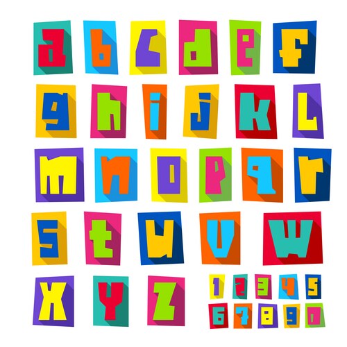Collage alphabet letters made from Royalty Free Vector Image