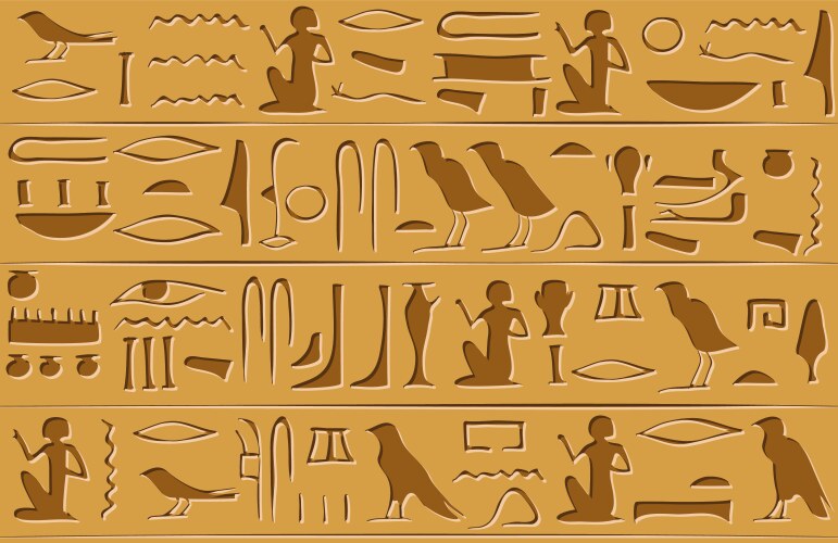 Egyptian hieroglyphs seamless pattern Royalty Free Vector