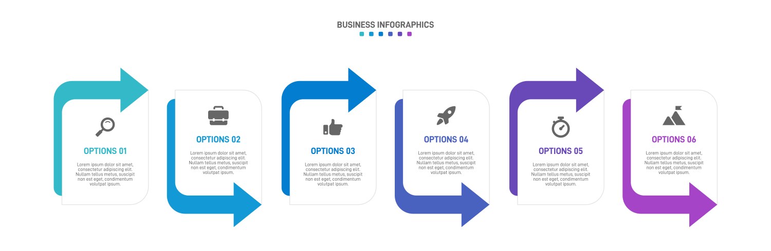 Horizontal progress bar featuring 6 arrow-shaped Vector Image