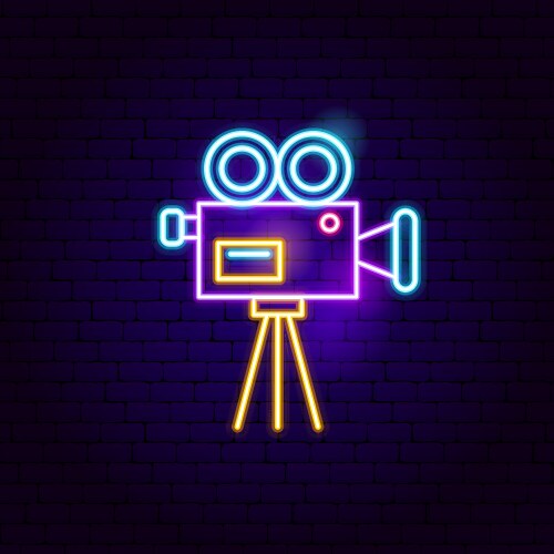 Movie night neon sign Royalty Free Vector Image