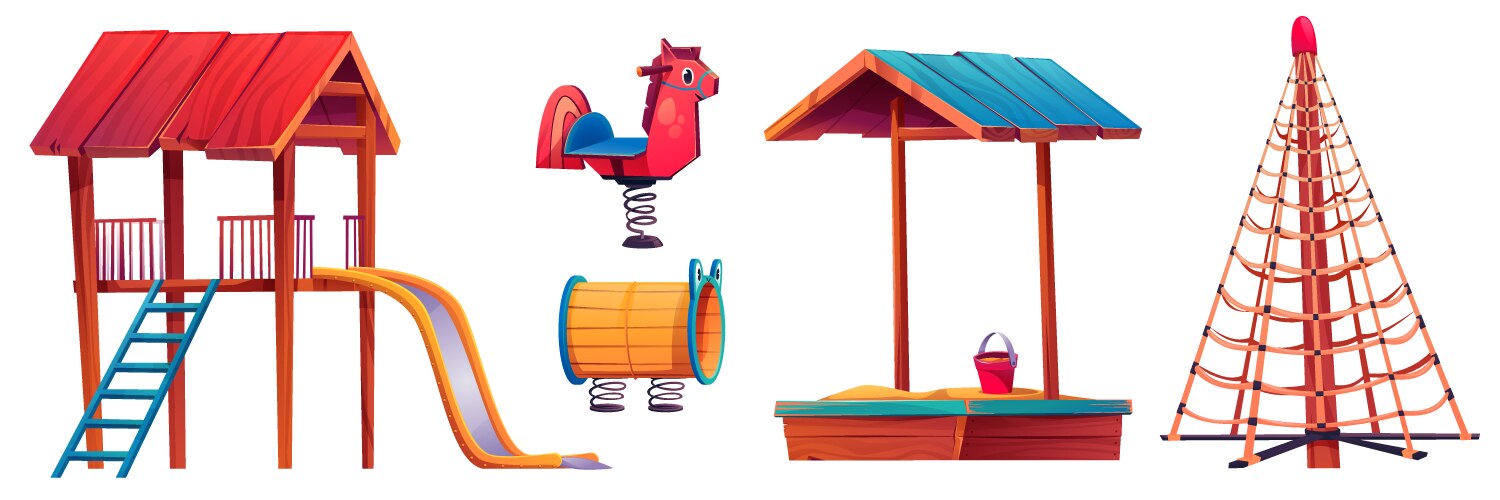 Cartoon playground equipment set Royalty Free Vector Image