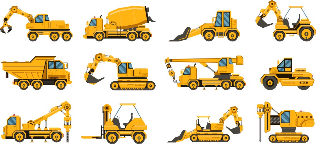 Construction equipment and heavy machine Vector Image