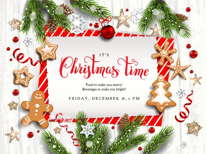 Blue rustic christmas template Royalty Free Vector Image