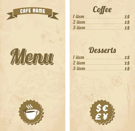 Restaurant cafe menu template design Royalty Free Vector
