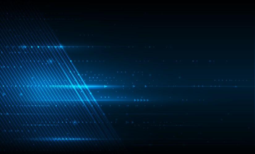 Blue rays rising on dark background with space Vector Image