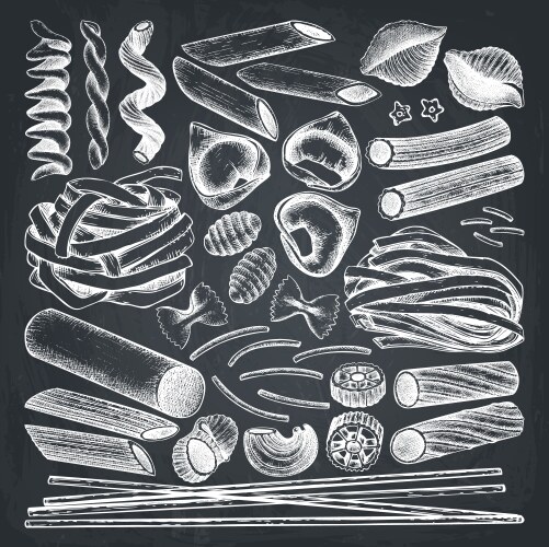 Collection of italian pasta Royalty Free Vector Image
