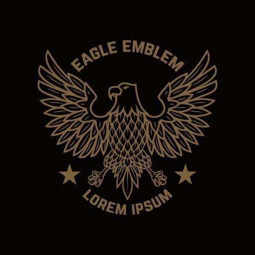 Golden eagle with black background Royalty Free Vector Image