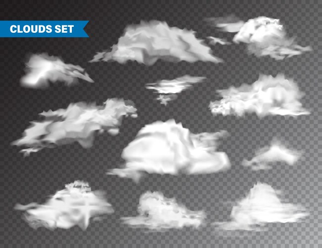 Realistic white soft clouds Royalty Free Vector Image