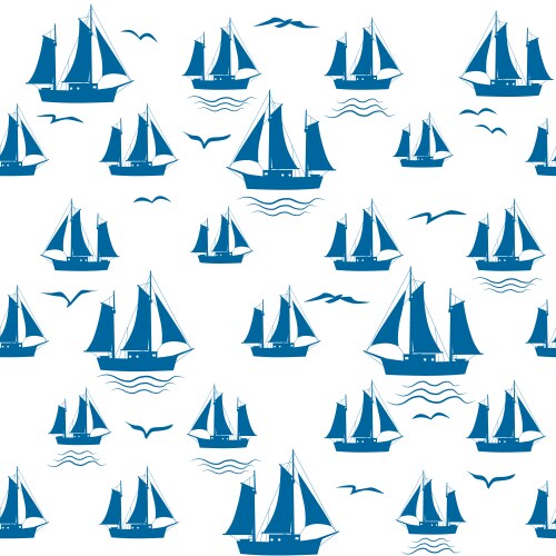 Sailboat seamless pattern Royalty Free Vector Image