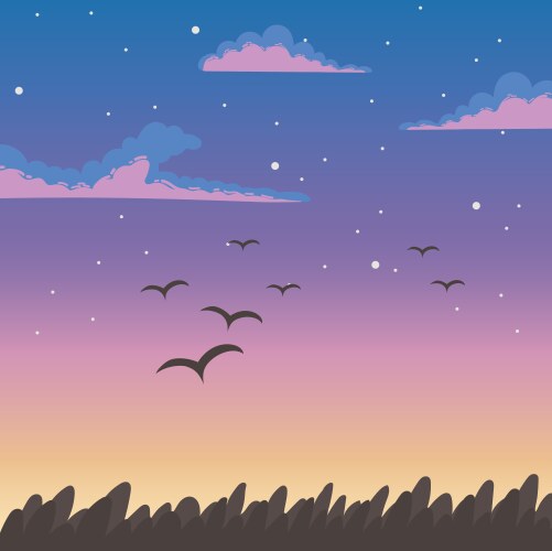Cartoon evening sky sunset or morning landscape Vector Image