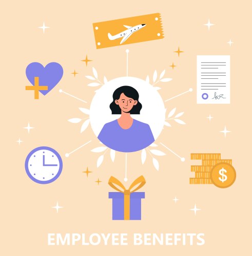 Employer provides employees with benefits support Vector Image