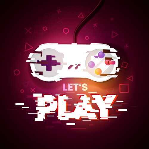 Lets play neon text design template gaming Vector Image