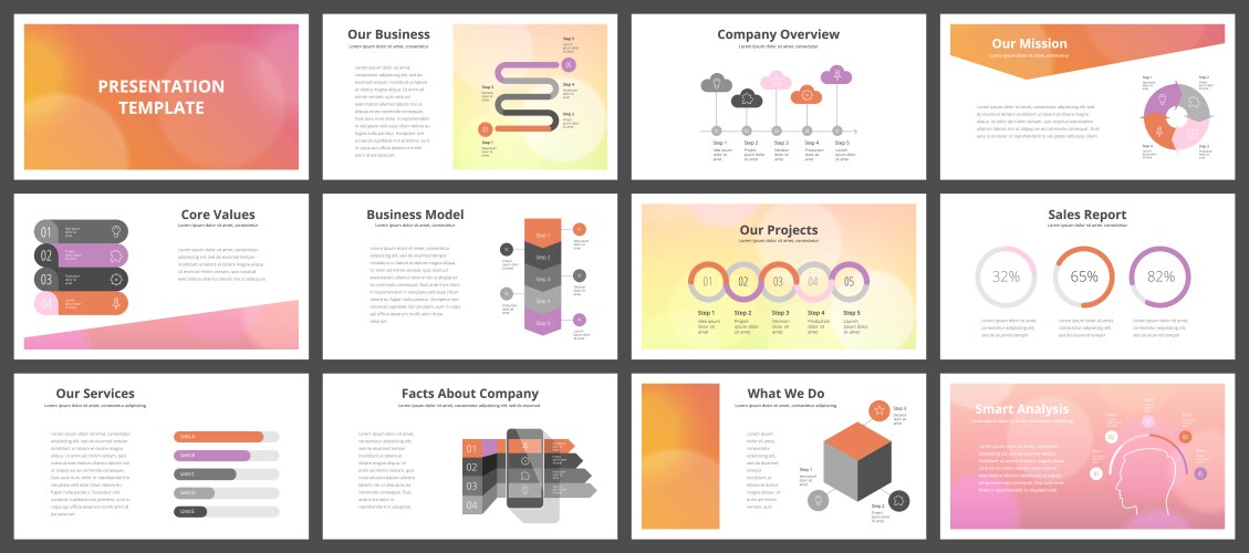 Purple yellow presentation templates infographic Vector Image