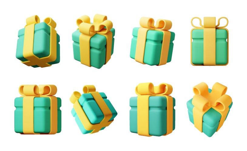 3d gift box set isolated Royalty Free Vector Image
