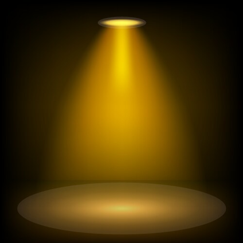 Golden spotlight shining on transparent background