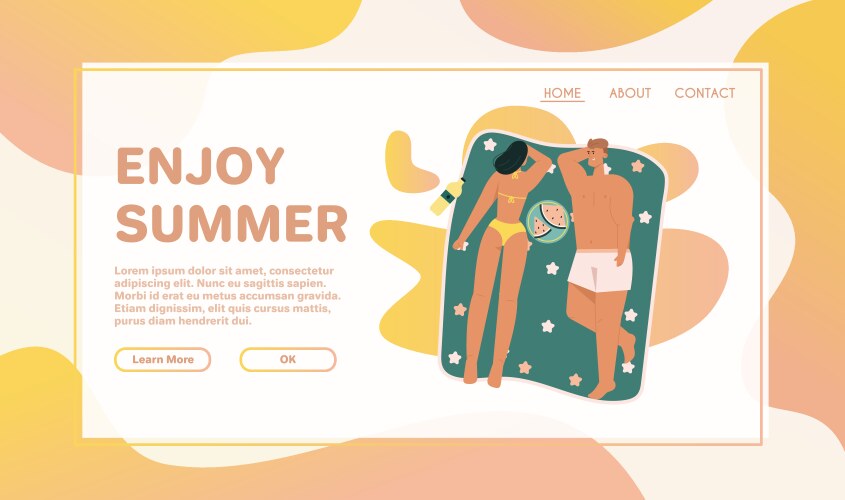 Happy people sunbathing on beach in top view Vector Image