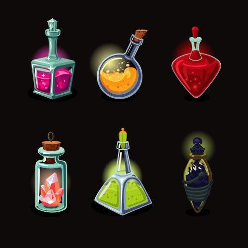 Magic potions icon set Royalty Free Vector Image