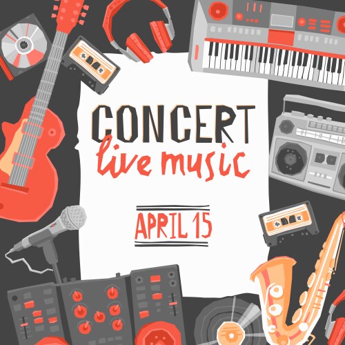 Music concert ticket design template Royalty Free Vector