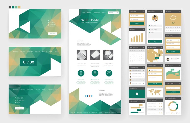 One page website flat ui design template Vector Image