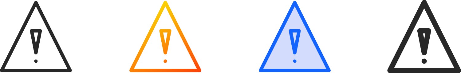 Danger iconthin linear gradient blue stroke Vector Image