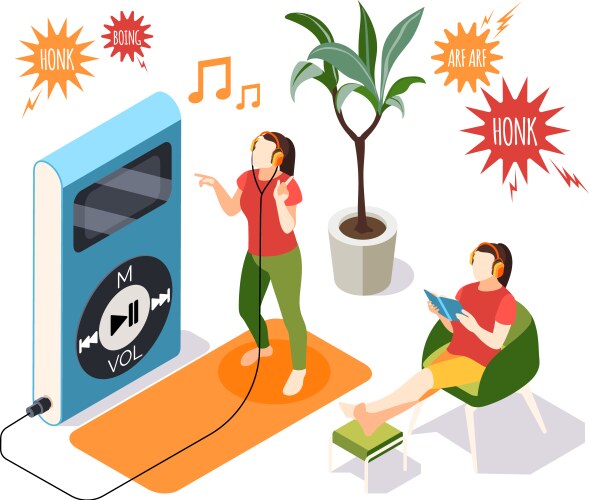 Noise pollution loud noisy sound influence Vector Image