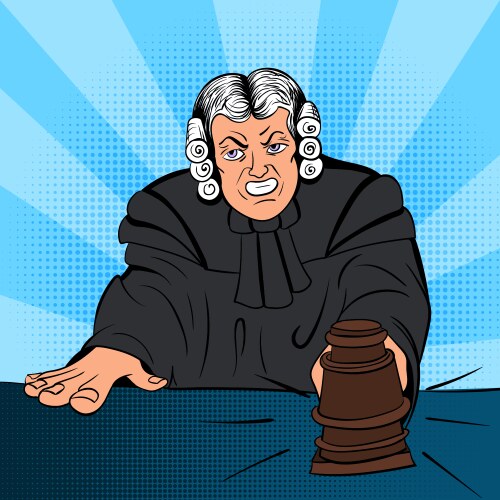 Mantle judge adjudicates in courtroom Royalty Free Vector