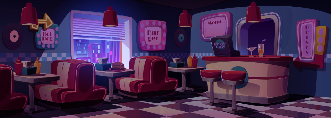 Cartoon bar interior restaurant or night club Vector Image