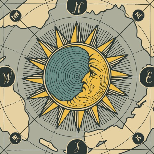 Nautical Moon Compass Vector Images (50)