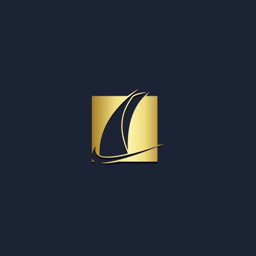 Sailing boat star compass gold logo Royalty Free Vector