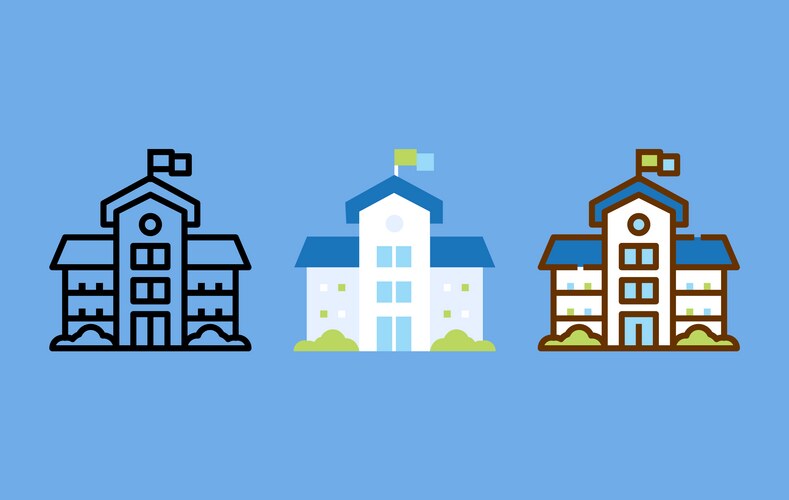 School icon set public primary or high school Vector Image