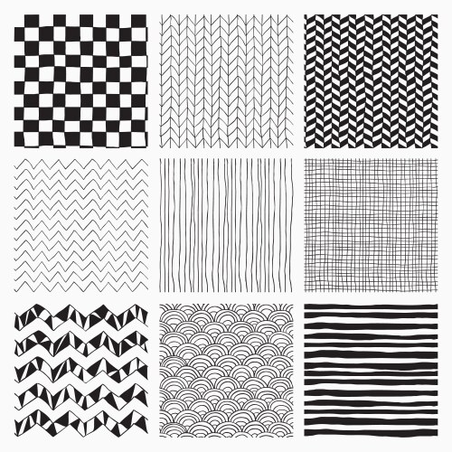 Hand drawn patterns set Royalty Free Vector Image