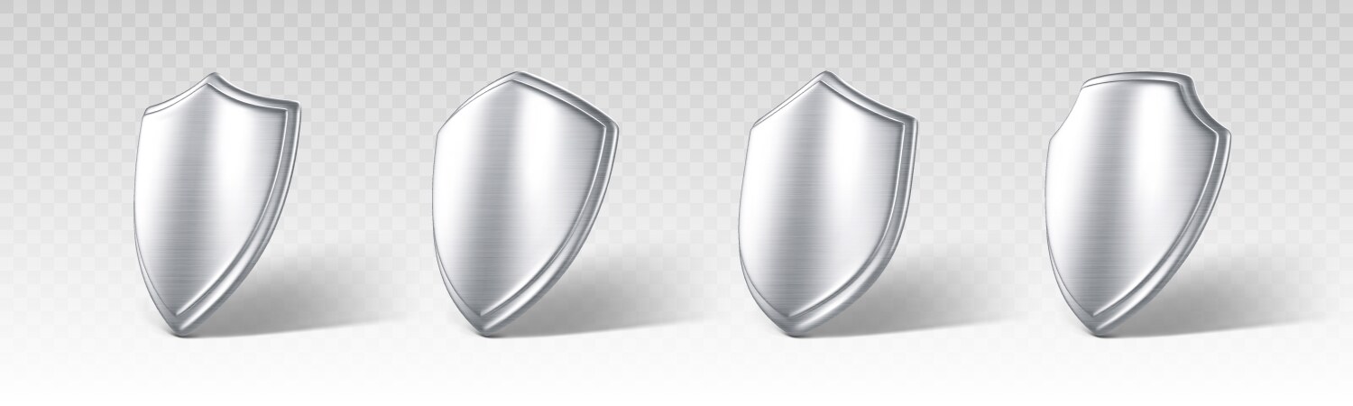 Colored shields icons collection 3d isolated Vector Image