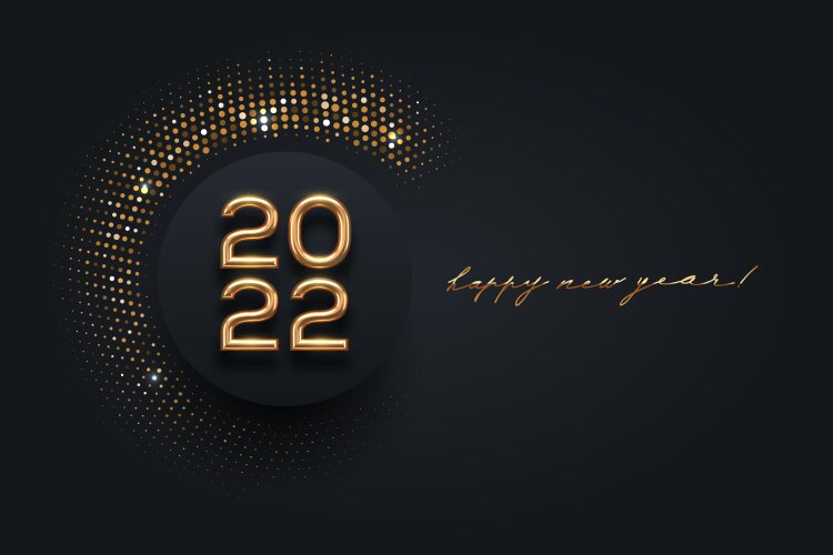2022 new year logo with golden paint brushstroke Vector Image