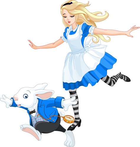 Alice and the White Rabbit Royalty Free Vector Image