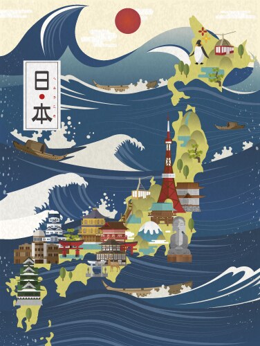 Beautiful japan travel map Royalty Free Vector Image