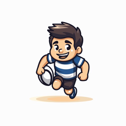 Cartoon rugby player running with ball isolated Vector Image
