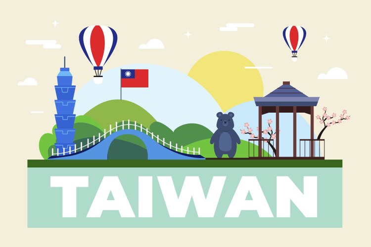 Taiwan map with landmarks Royalty Free Vector Image